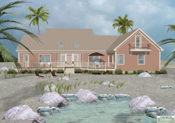 Beach House Plan with 3 Bedrooms and 3.5 Baths - Plan 1756