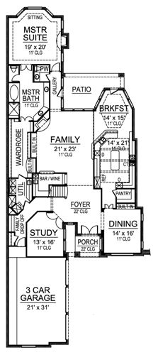 French facade for two-story house plan - Plan 4892