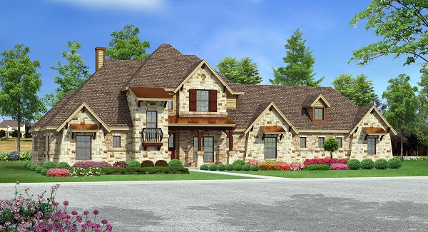 Stone house plan with four bedrooms - Plan 4894