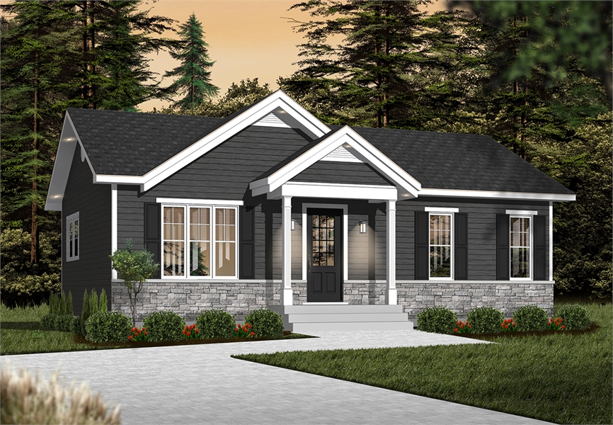 Economical Modern Rustic Starter home design with open floor plan ...