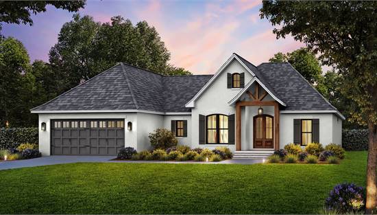 French Single Story House One Level French Country Home Plan With