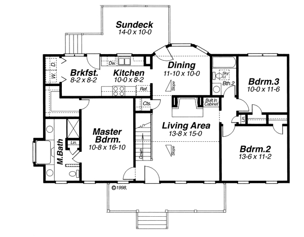 Colonial House Plan with 3 Bedrooms and 2.5 Baths - Plan 6825