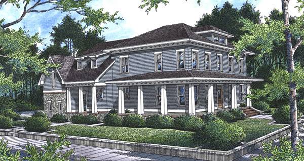 Farm House House Plan with 4 Bedrooms and 3.5 Baths - Plan 7194